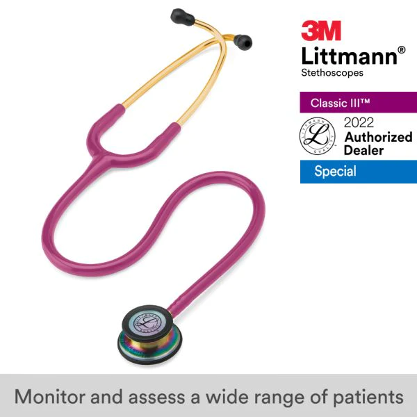 3M™ Littmann® Classic III™ Stethoscope Rainbow Raspberry Gold 5806 ...